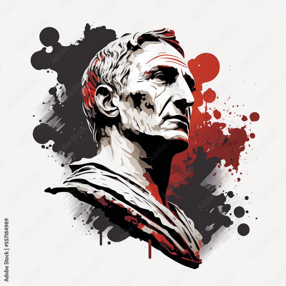 Julius Caesar side portrait in a modern style Stock Illustration ...