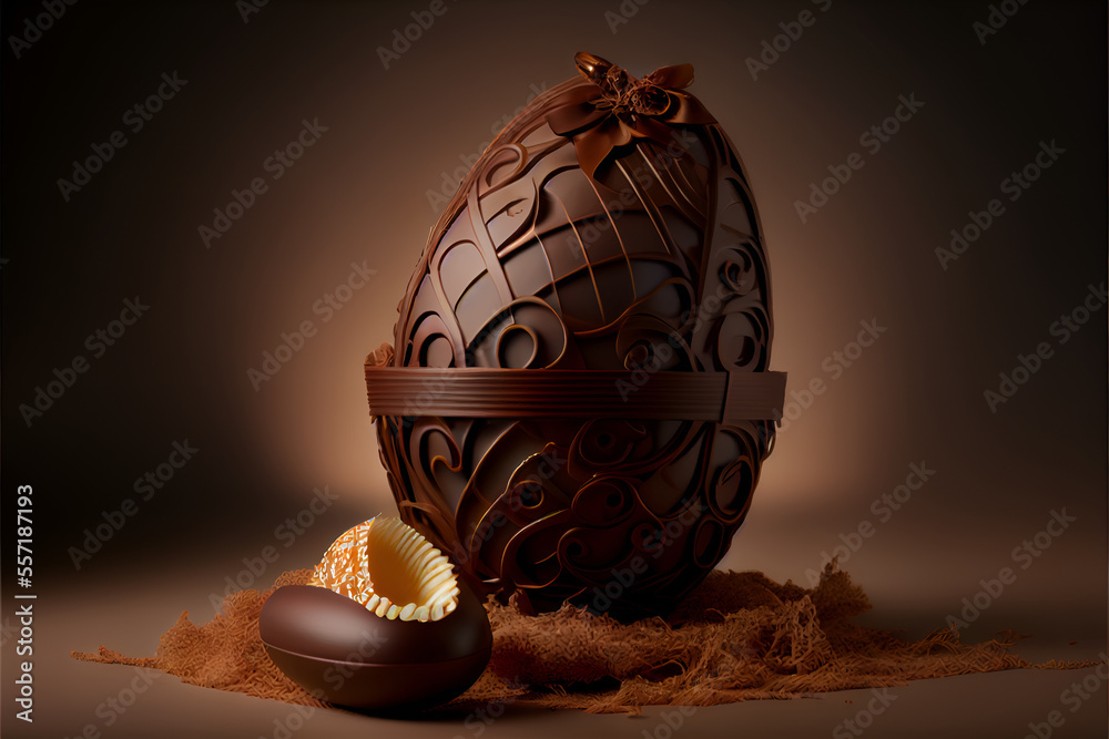 Handmade and decorative Easter egg with texture and painting. Details ...