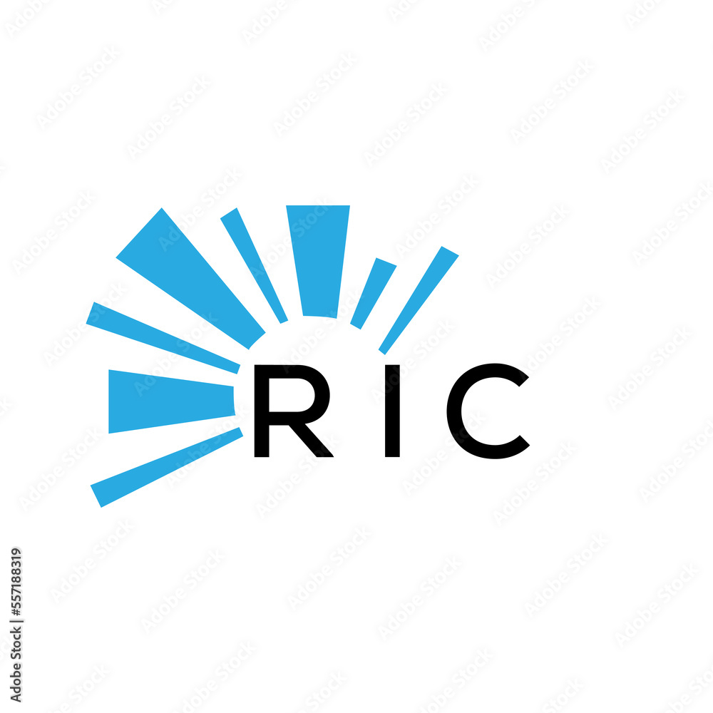RIC letter logo. RIC blue image on white background and black letter ...