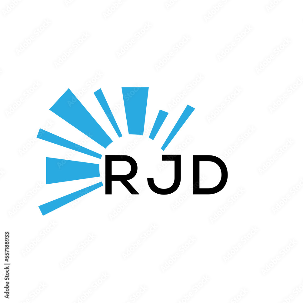 RJD letter logo. RJD blue image on white background and black letter ...