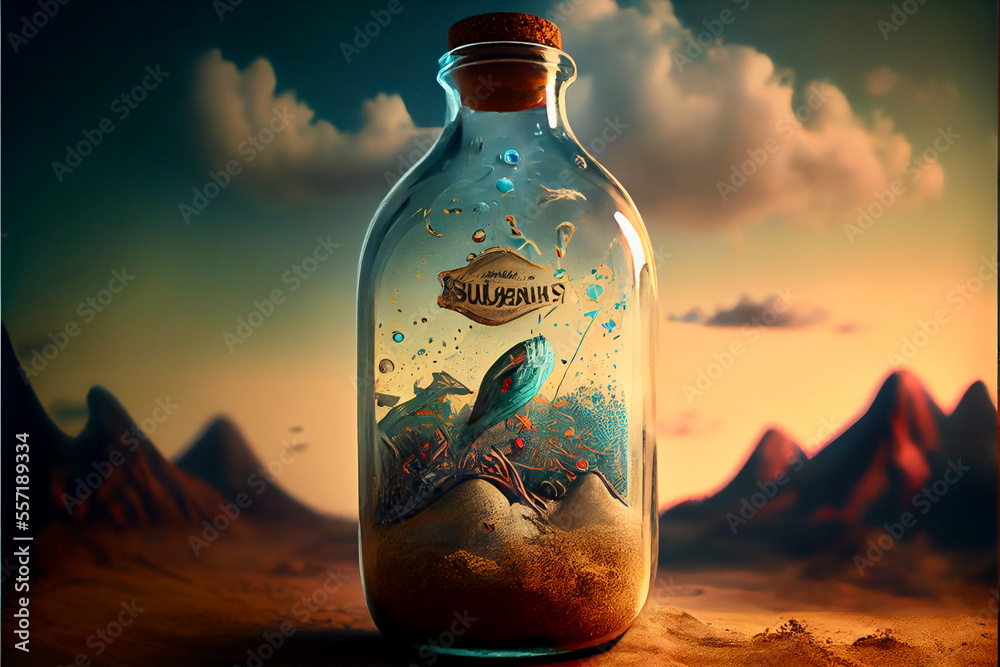 Generative AI abstract render of a surreal fantasy landscape in a ...