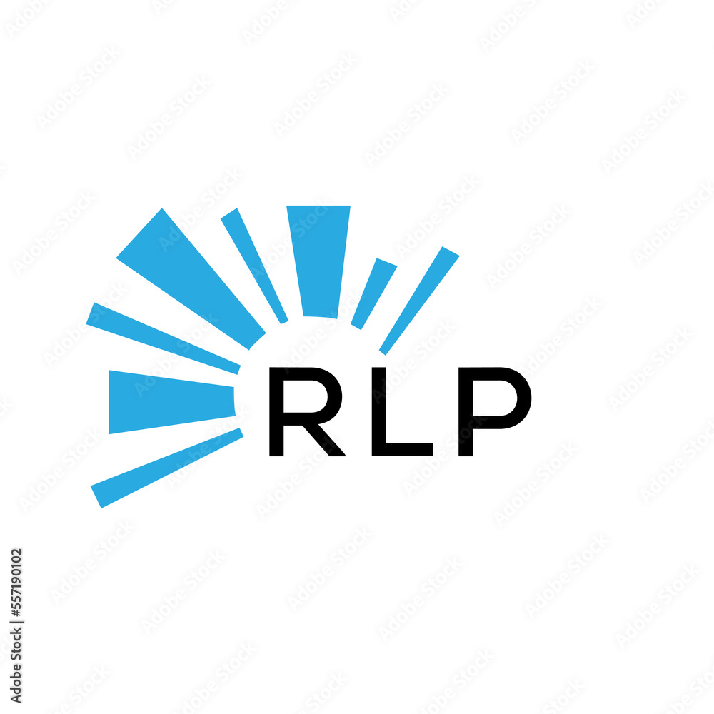 RLP letter logo. RLP blue image on white background and black letter ...
