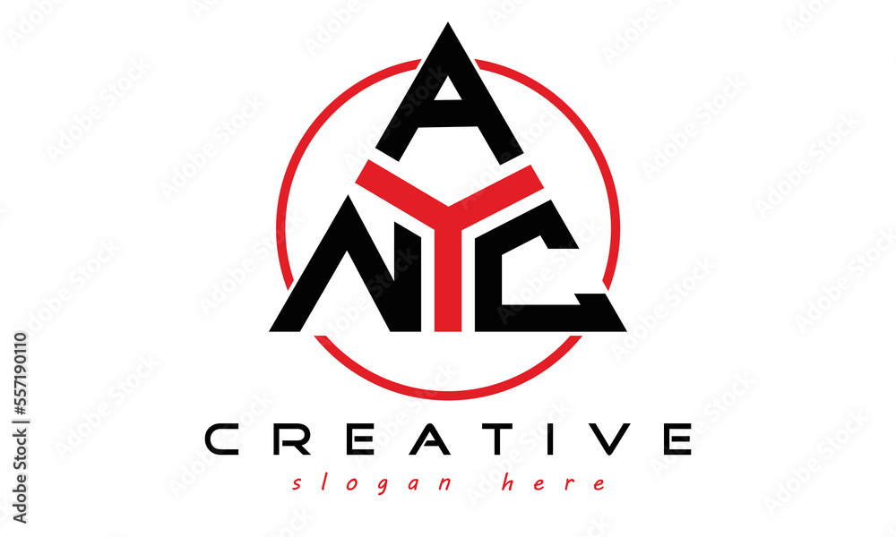 NAC three letter creative triangle shape in circle logo design vector ...