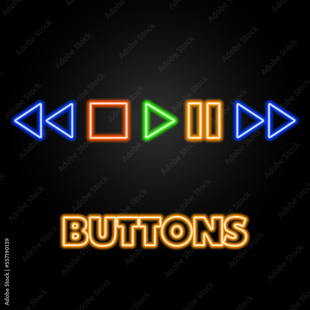 neon sign buttons, modern glowing banner design, colorful modern design ...
