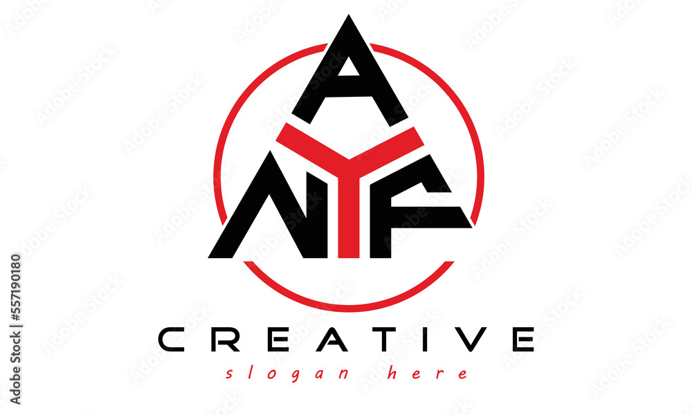 NAF three letter creative triangle shape in circle logo design vector ...