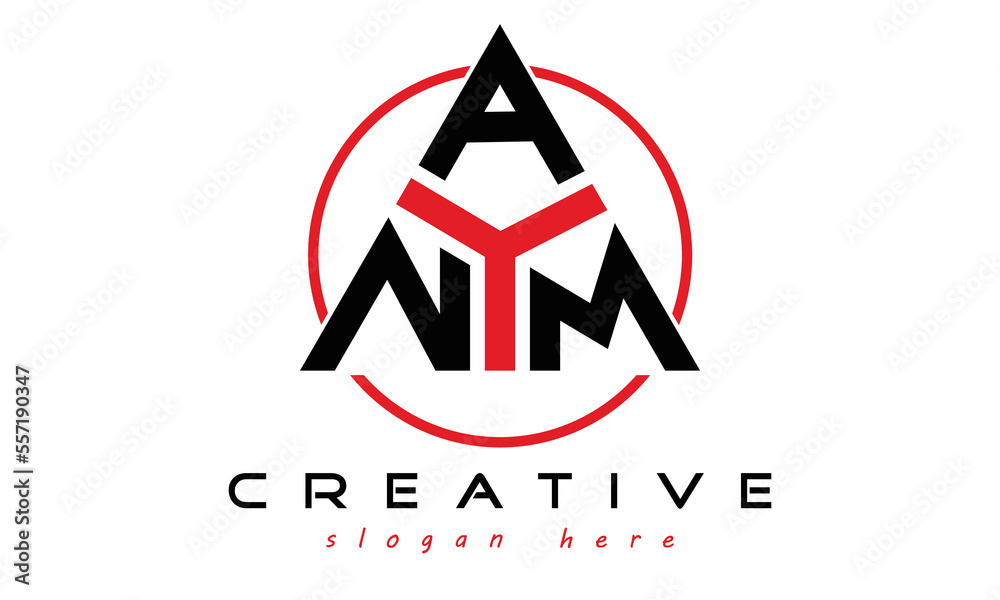 NAM three letter creative triangle shape in circle logo design vector ...