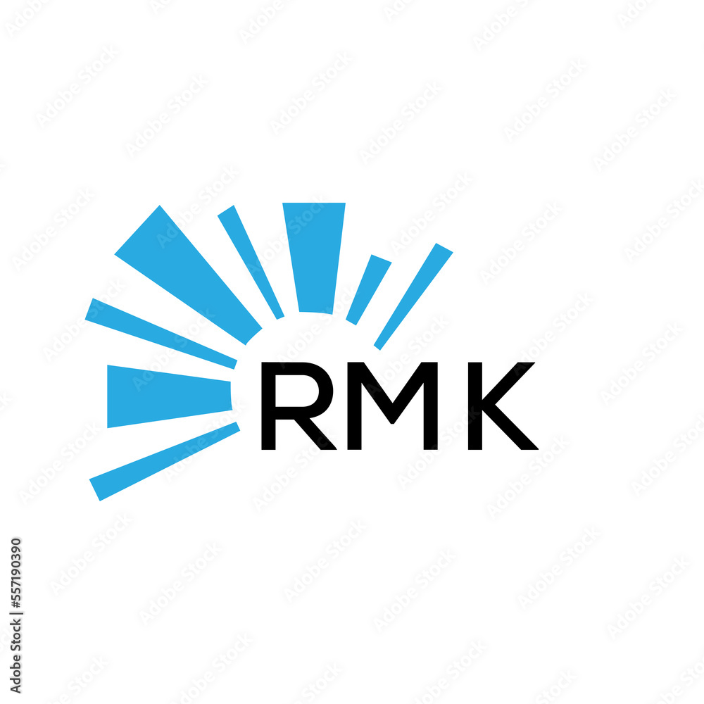 RMK letter logo. RMK blue image on white background and black letter ...