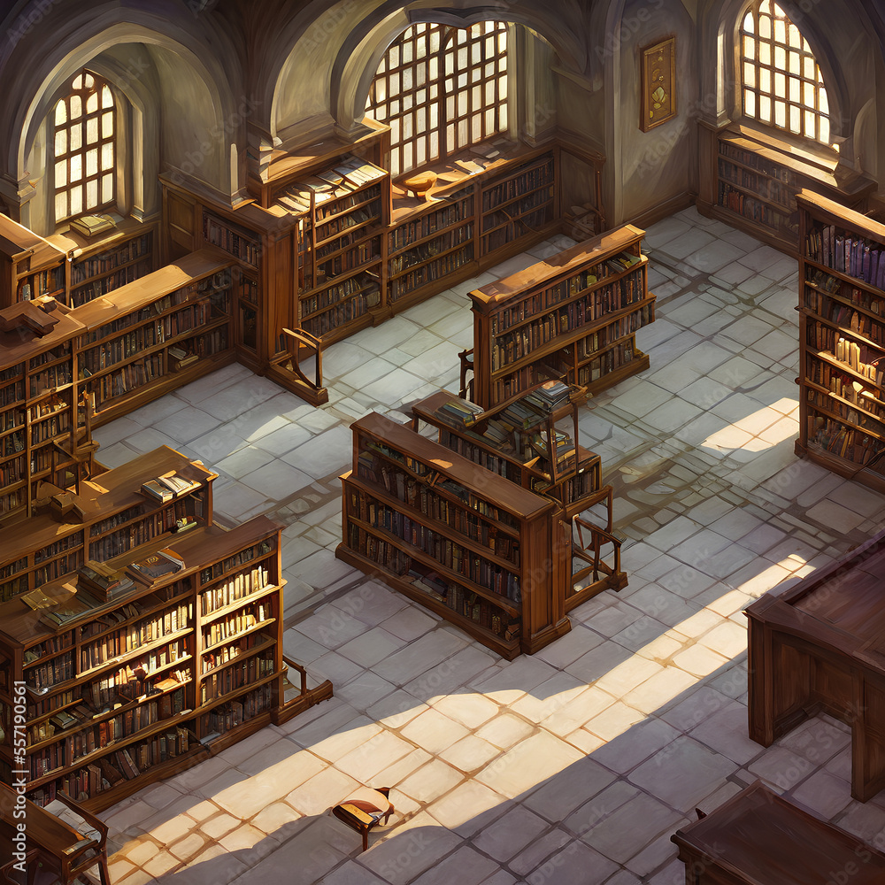 Old Church Library- Background for Level Design and RPG (AI) Stock ...