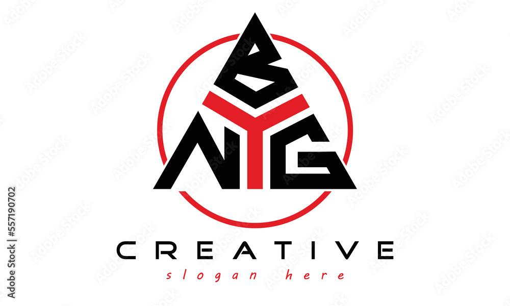 NBG three letter creative triangle shape in circle logo design vector ...