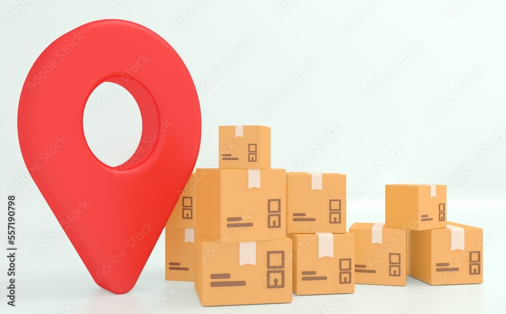 Cargo delivery, logistics and distribution concept. Cardboard boxes ...