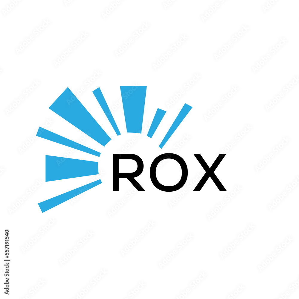 ROX letter logo. ROX blue image on white background and black letter ...
