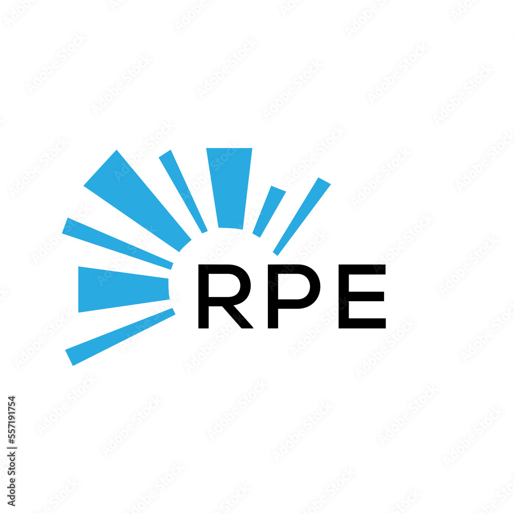Vetor de RPE letter logo. RPE blue image on white background and black ...