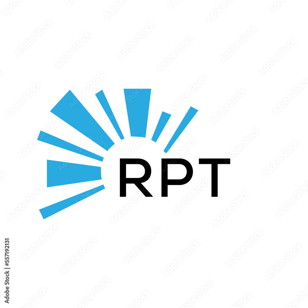 RPT letter logo. RPT blue image on white background and black letter ...