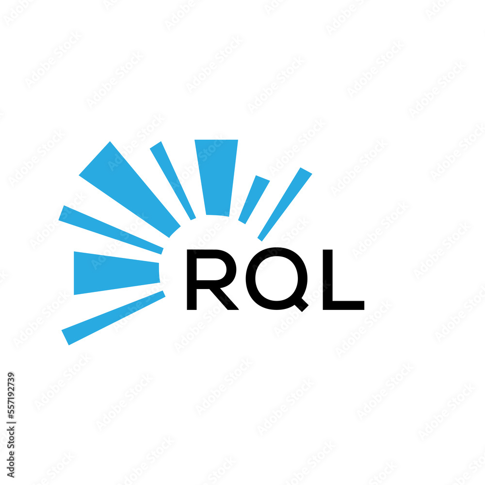 RQL letter logo. RQL blue image on white background and black letter ...