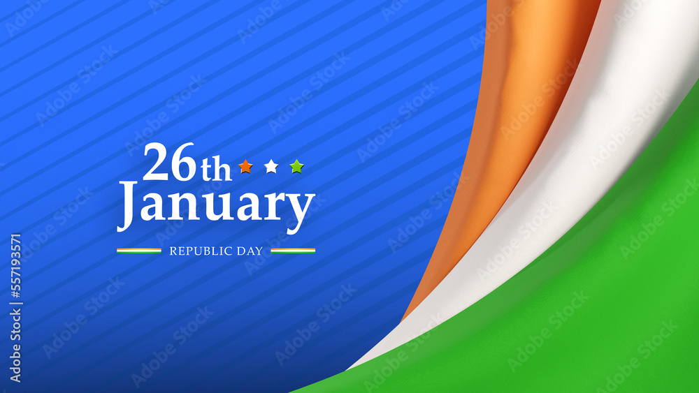 Republic Day India 26th January, background with tricolor curves Stock ...
