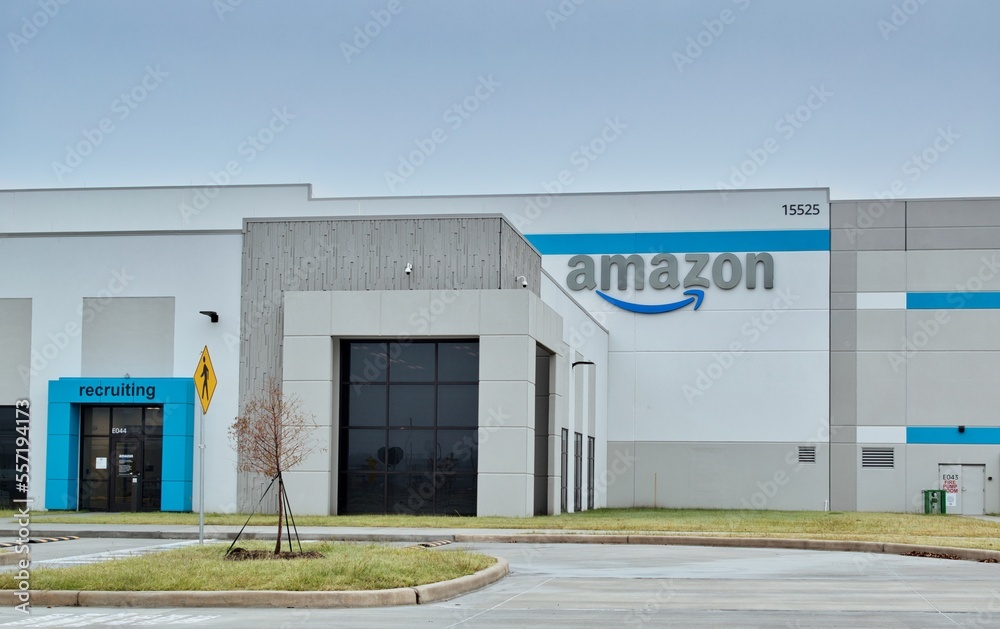 Amazon warehouse facility in Houston, TX. American multinational ...