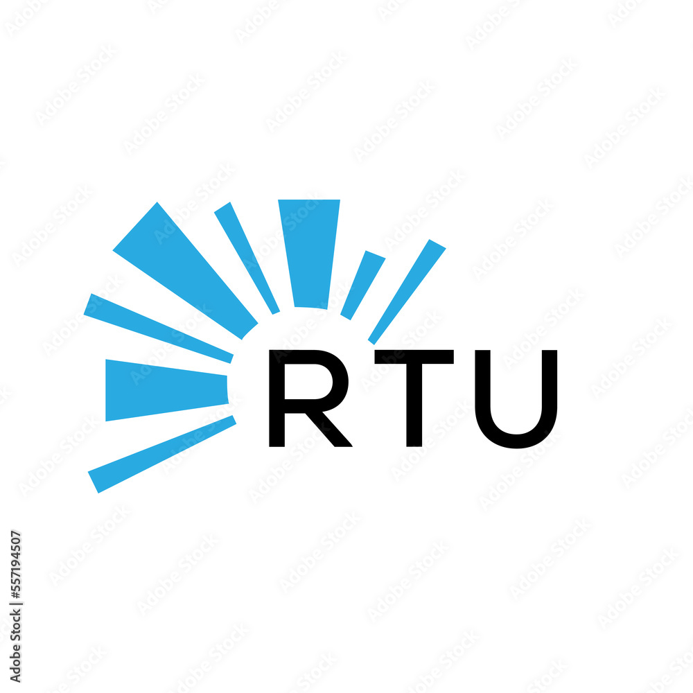 RTU letter logo. RTU blue image on white background and black letter ...