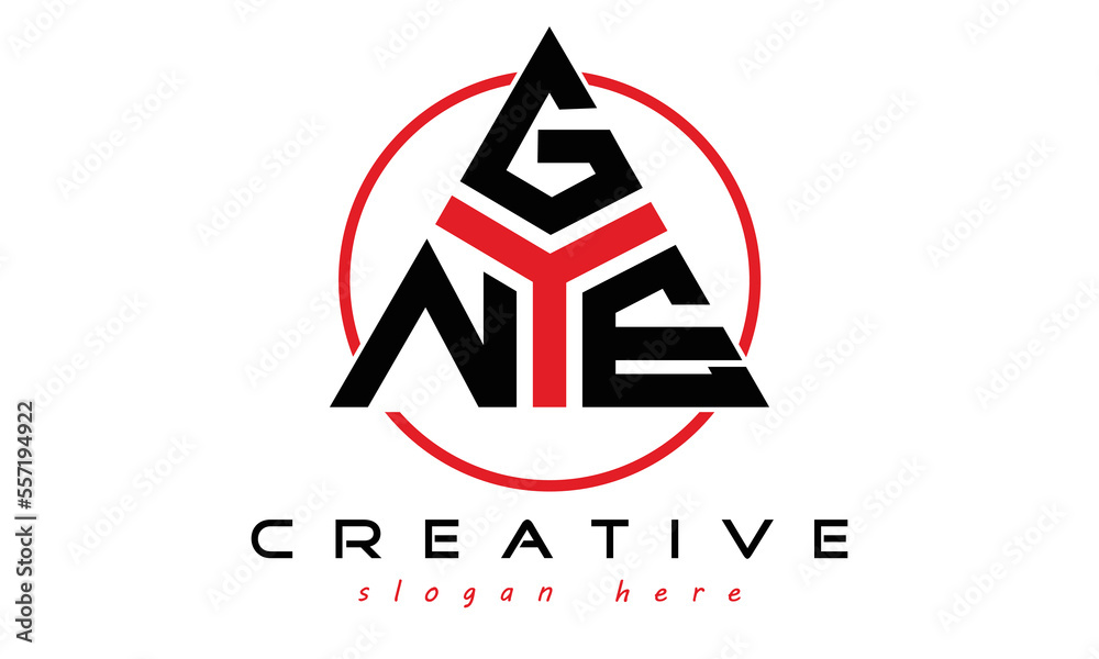 NGE three letter creative triangle shape in circle logo design vector ...
