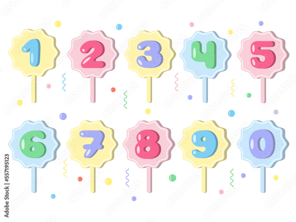 Vector illustration of Cute festive bubble Numbers for kids. Set of ...