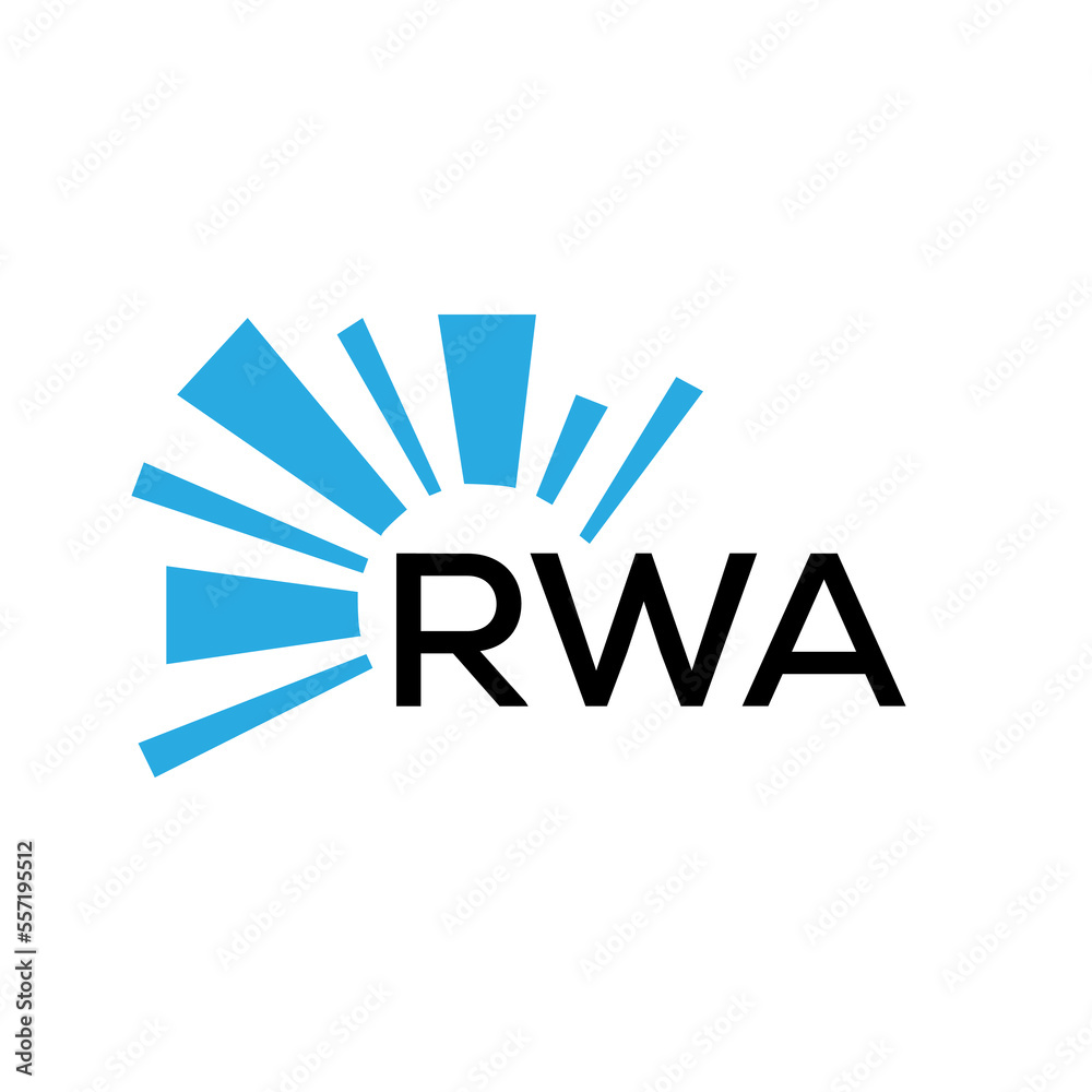 RWA letter logo. RWA blue image on white background and black letter ...