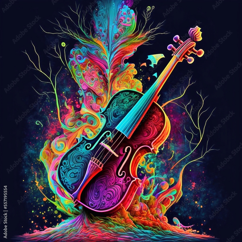 Geige, made bey AI, künstliche Intelligenz, AI-Art Stock Illustration ...