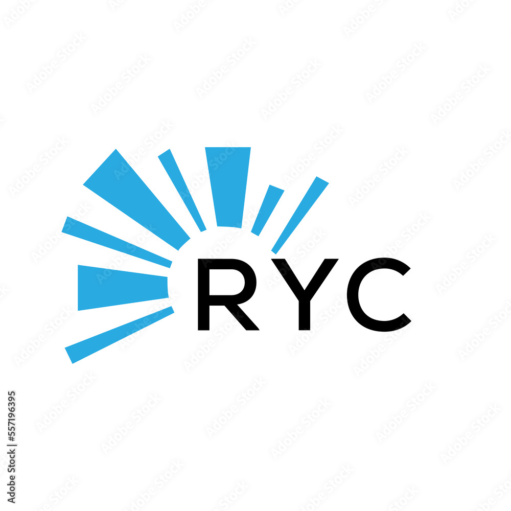 RYC letter logo. RYC blue image on white background and black letter ...
