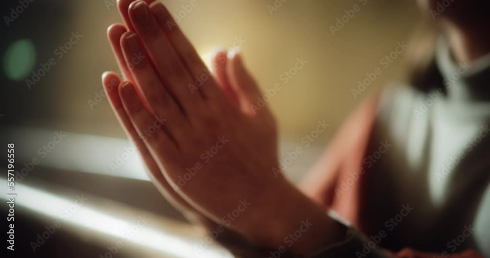 Christian Person Praying with Hands Folded In Reverence. Expression ...