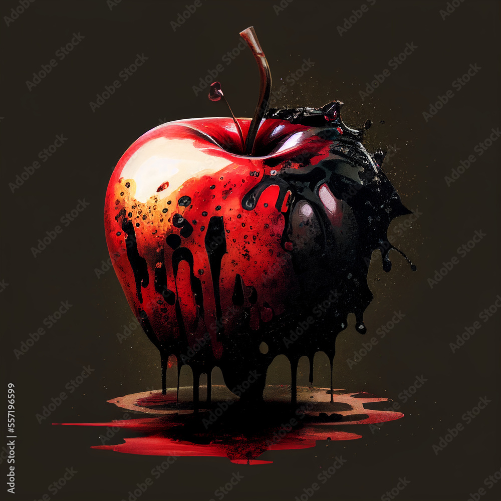 Blood-Red Apple with Black Ink Poison Fruit Red Food Story Telling ...