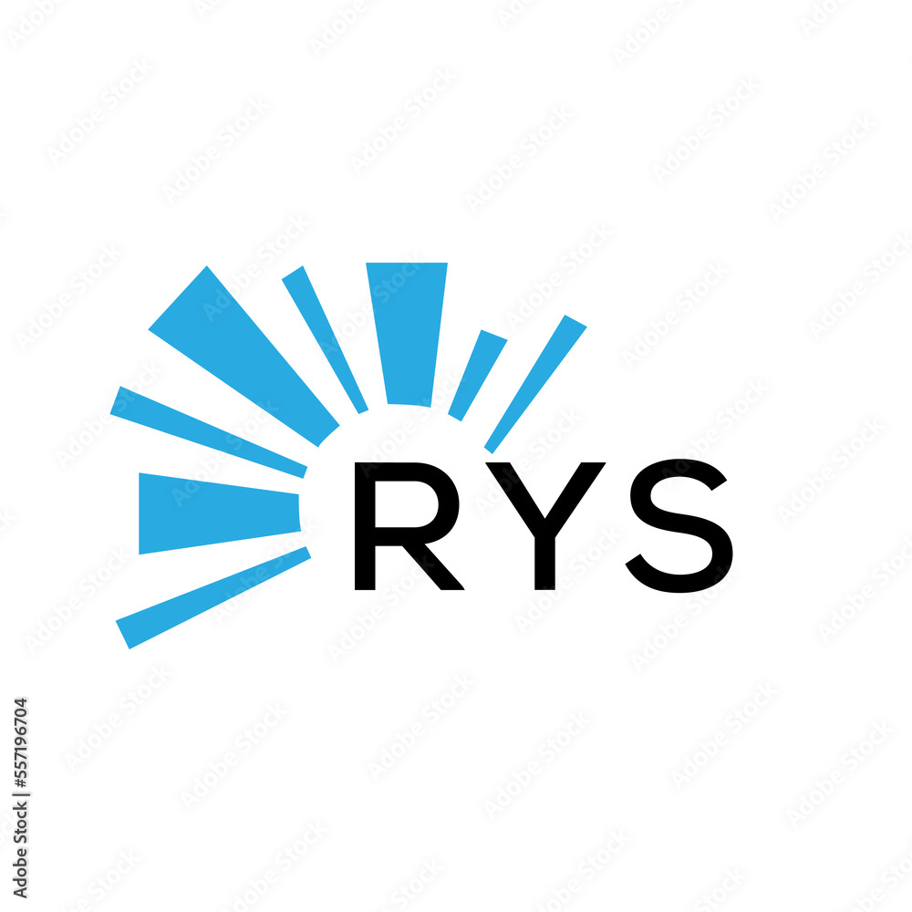 RYS letter logo. RYS blue image on white background and black letter ...