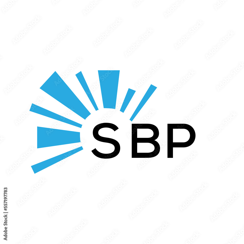 SBP letter logo. SBP blue image on white background and black letter ...