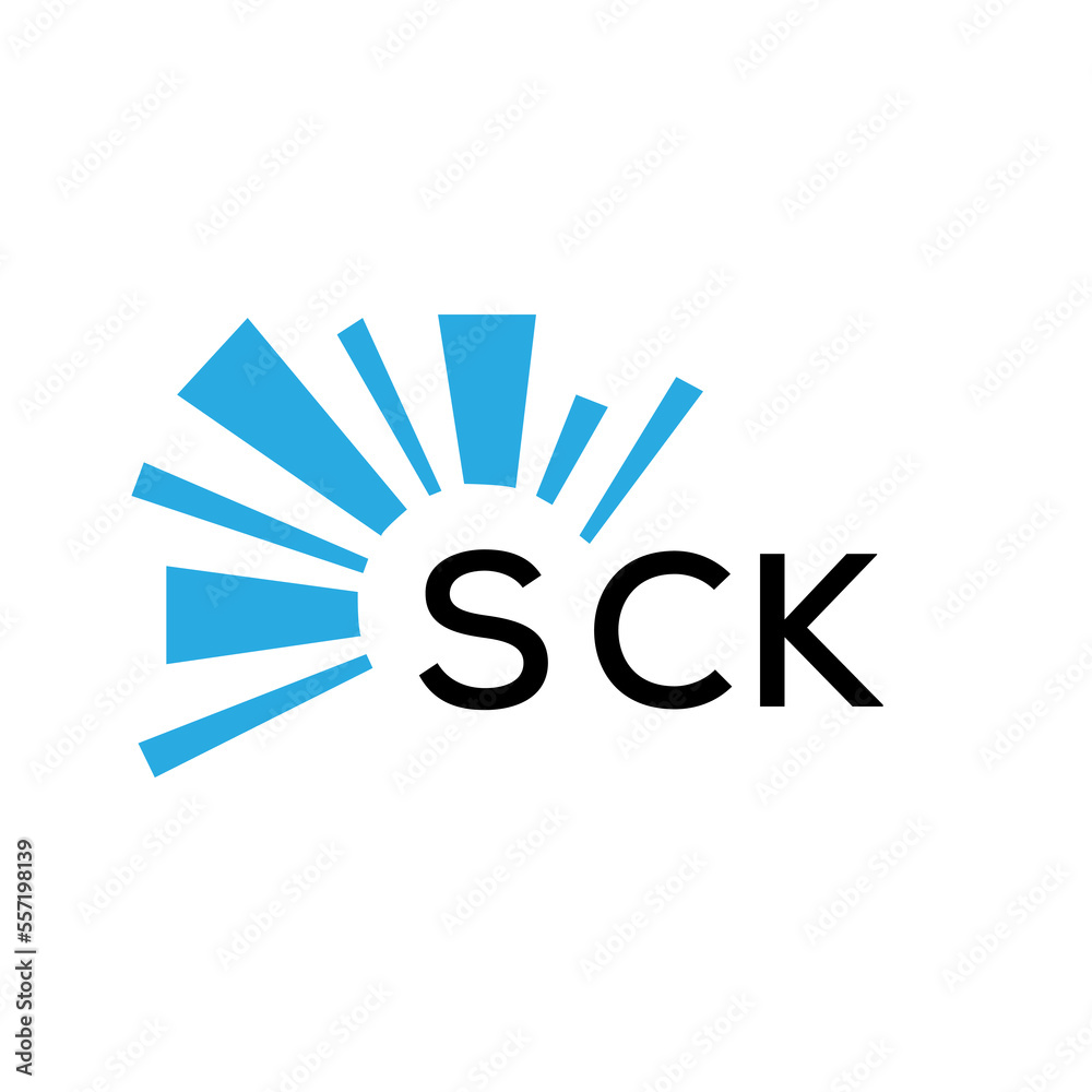 Vetor de SCK letter logo. SCK blue image on white background and black ...