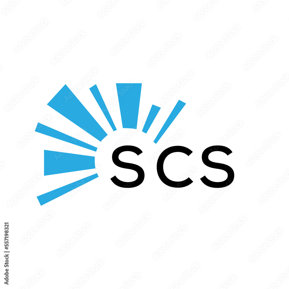 SCS letter logo. SCS blue image on white background and black letter ...