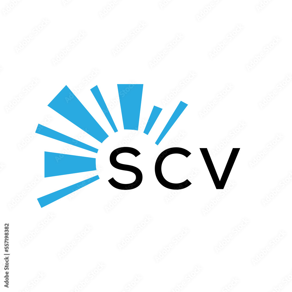 SCV letter logo. SCV blue image on white background and black letter ...