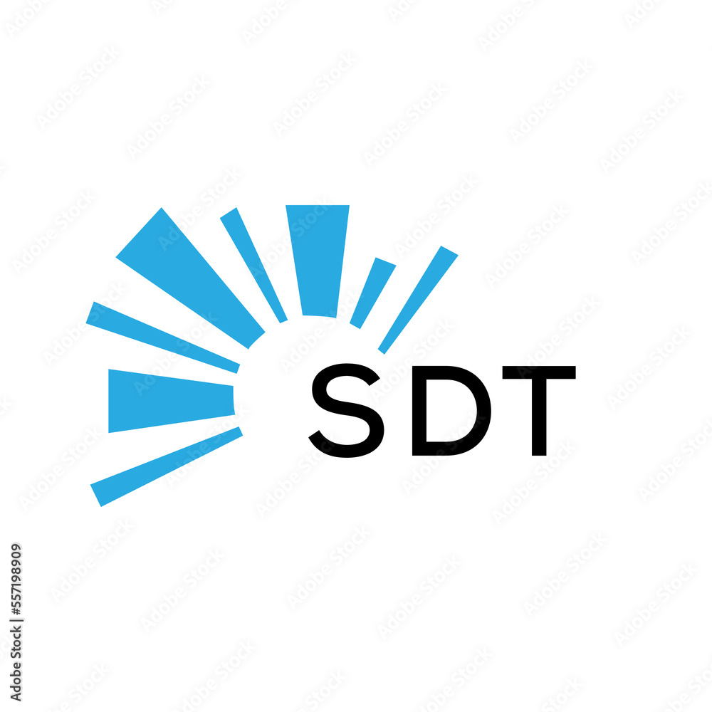 SDT letter logo. SDT blue image on white background and black letter ...