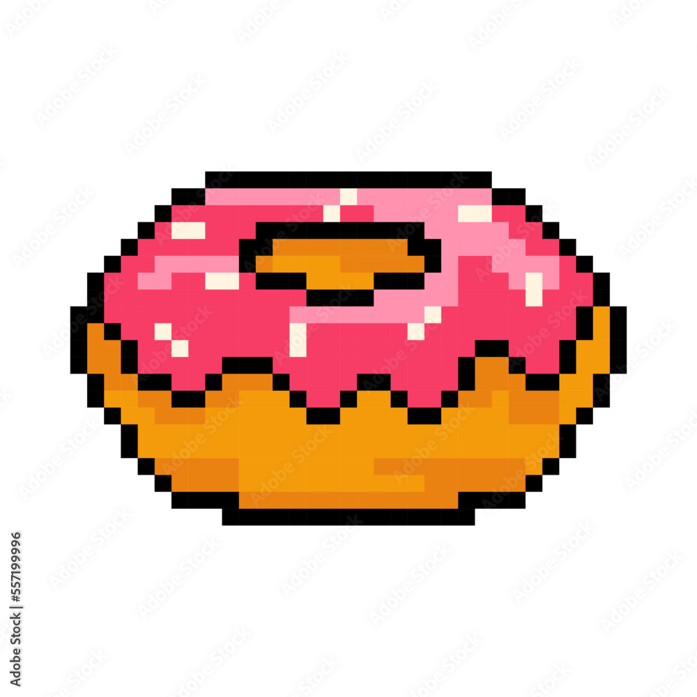 Pixel donut icon, 8Bit donut. Pixel Art donut, Vector Illustration ...
