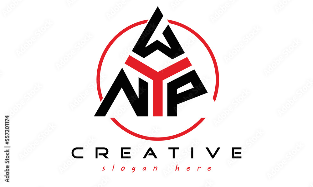 NWP three letter creative triangle shape in circle logo design vector ...