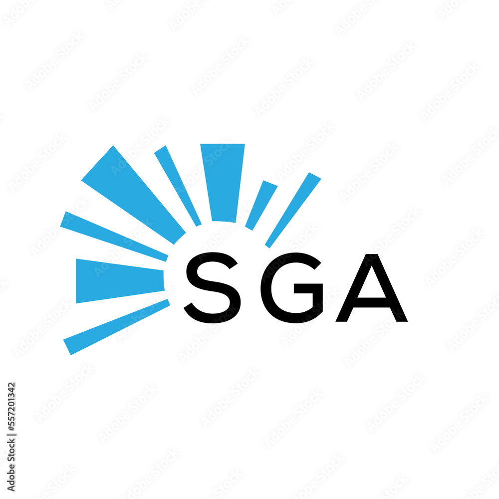 SGA letter logo. SGA blue image on white background and black letter. SGA technology Monogram ...