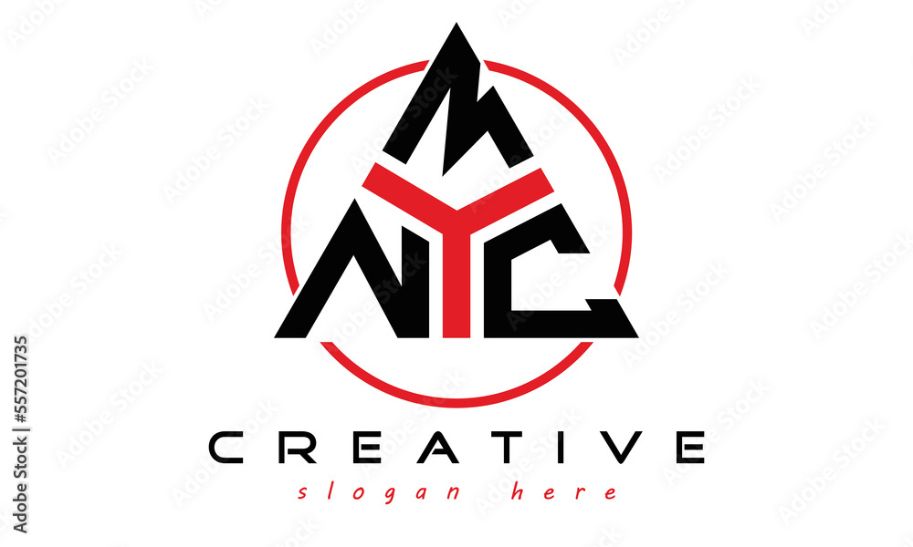 NMC three letter creative triangle shape in circle logo design vector ...