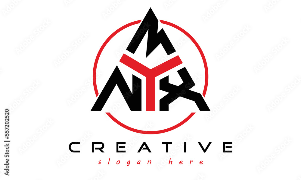 NMX three letter creative triangle shape in circle logo design vector ...