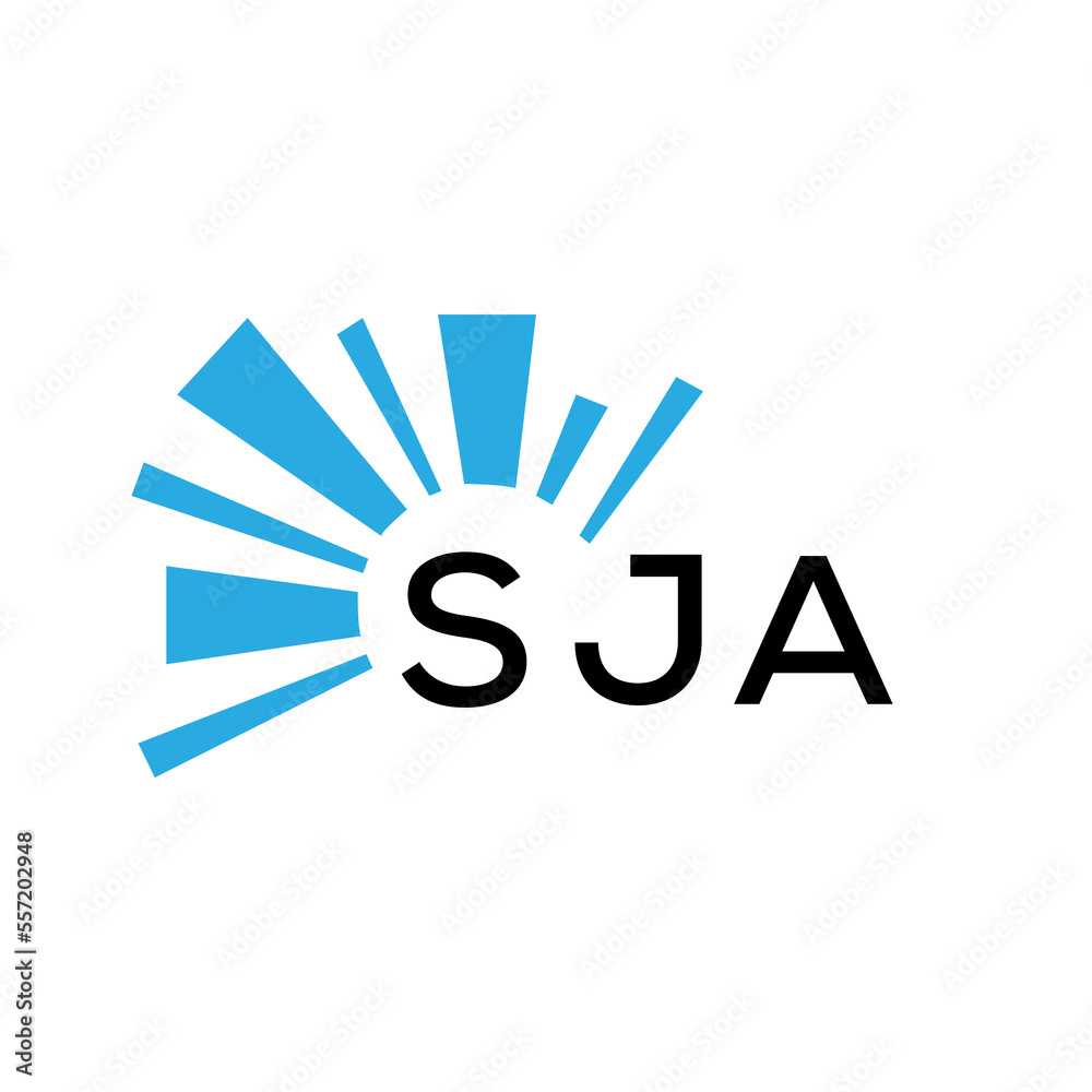 SJA letter logo. SJA blue image on white background and black letter ...