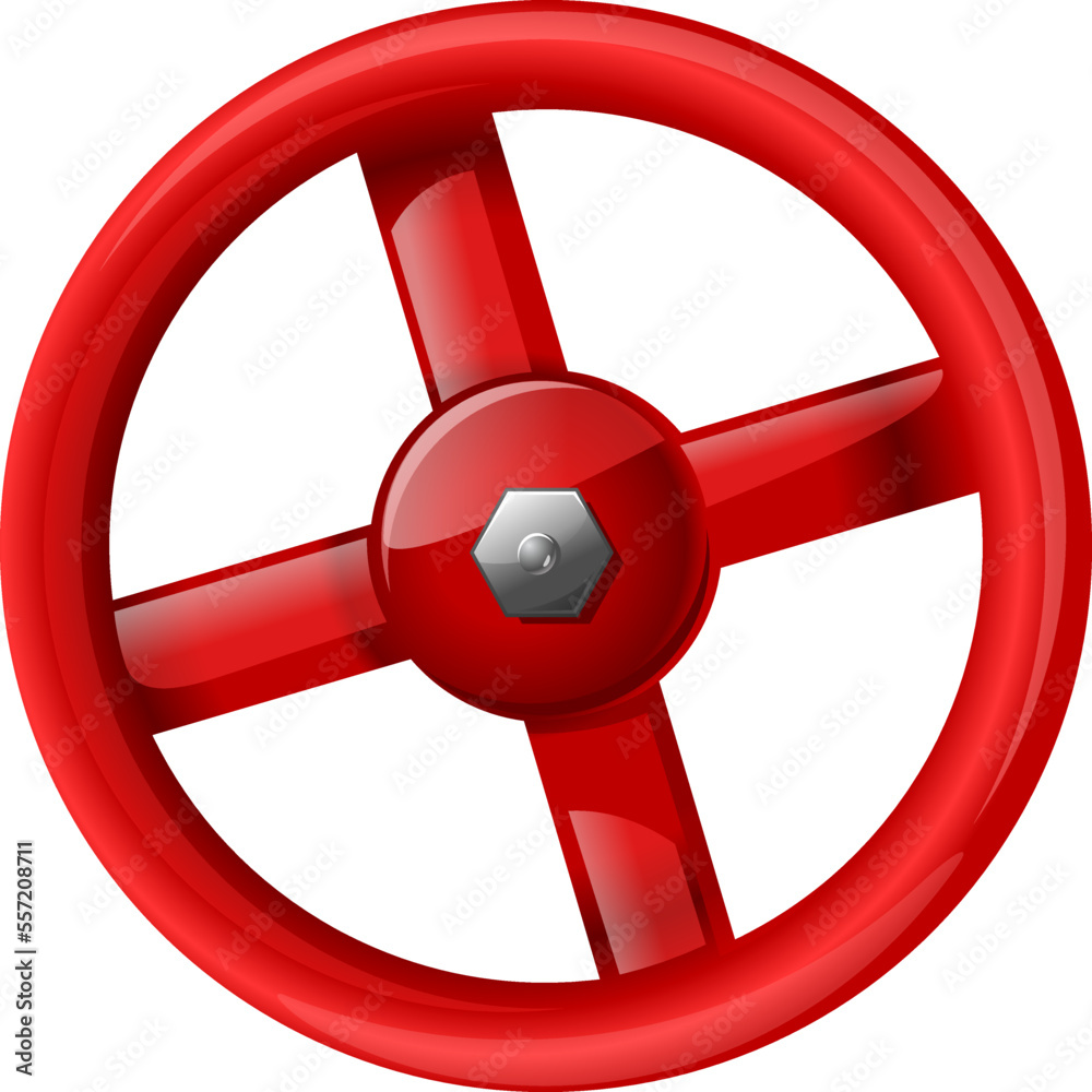 One big red valve with bolt in front view isolated illustration Stock ...