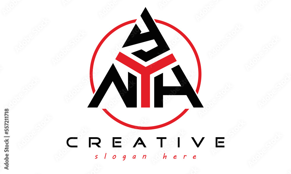 NYH three letter creative triangle shape in circle logo design vector ...