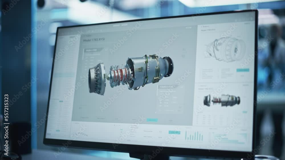 Close Up of a Computer Monitor Display with 3D CAD Software with ...