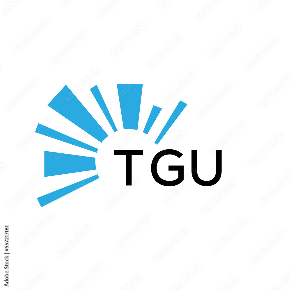 TGU letter logo. TGU blue image on white background and black letter ...