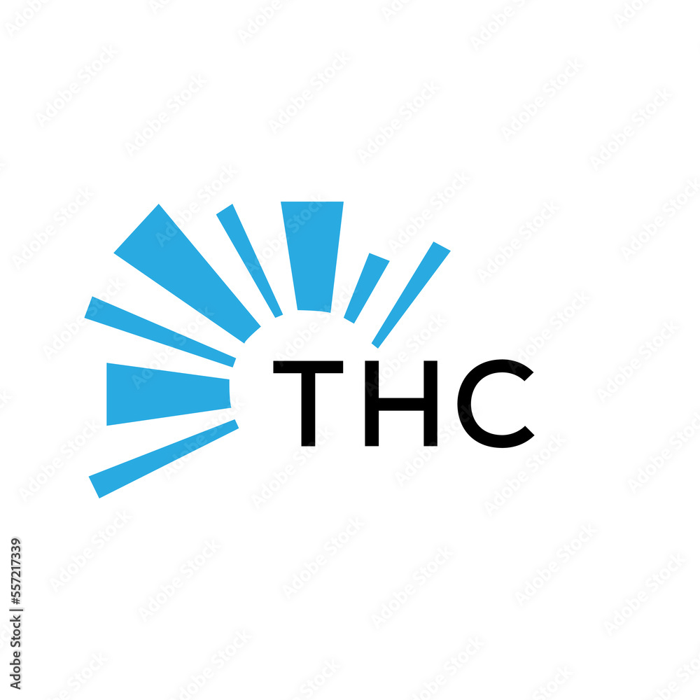 THC letter logo. THC blue image on white background and black letter ...