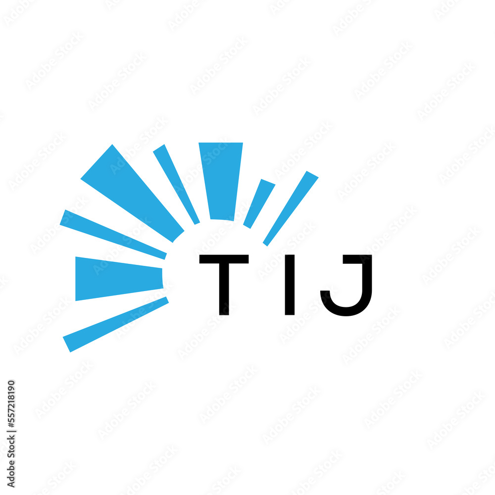 TIJ letter logo. TIJ blue image on white background and black letter ...