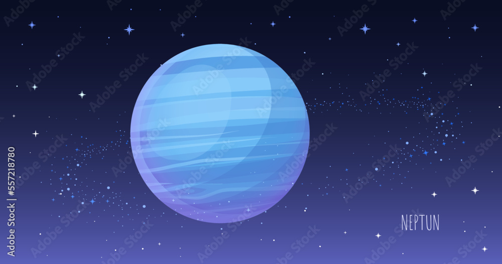 Neptune planet. Collection of Planets of solar system. Cartoon style ...