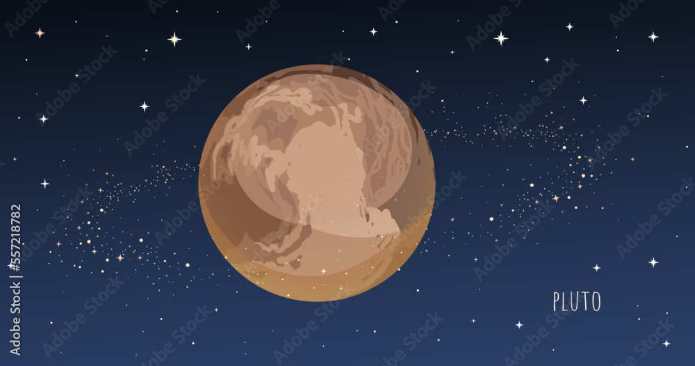 Pluto planet. Collection of Planets of solar system. Cartoon style vector illustration isolated ...