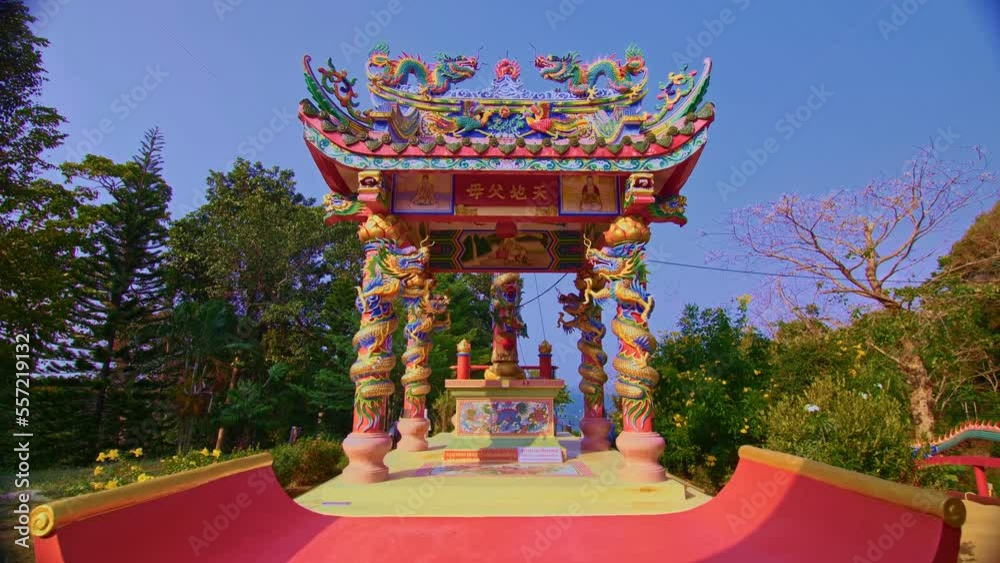 Chinese buddist temple on island Koh Chang. Buddhist asian siam history ...