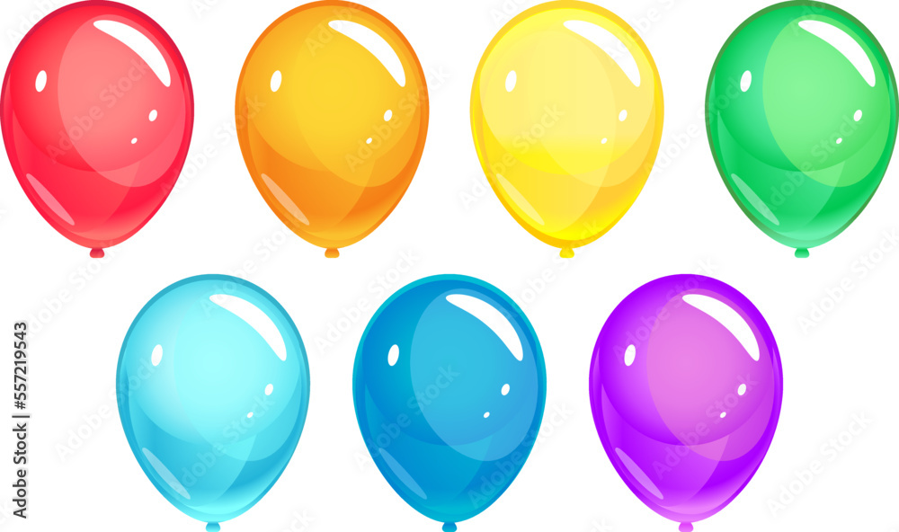 Set of colored party balloons isolated illustration, balloons for ...